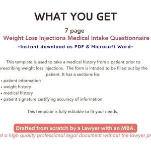 Weight Loss Injection Medical Questionnaire Semaglutide Patient Intake ...