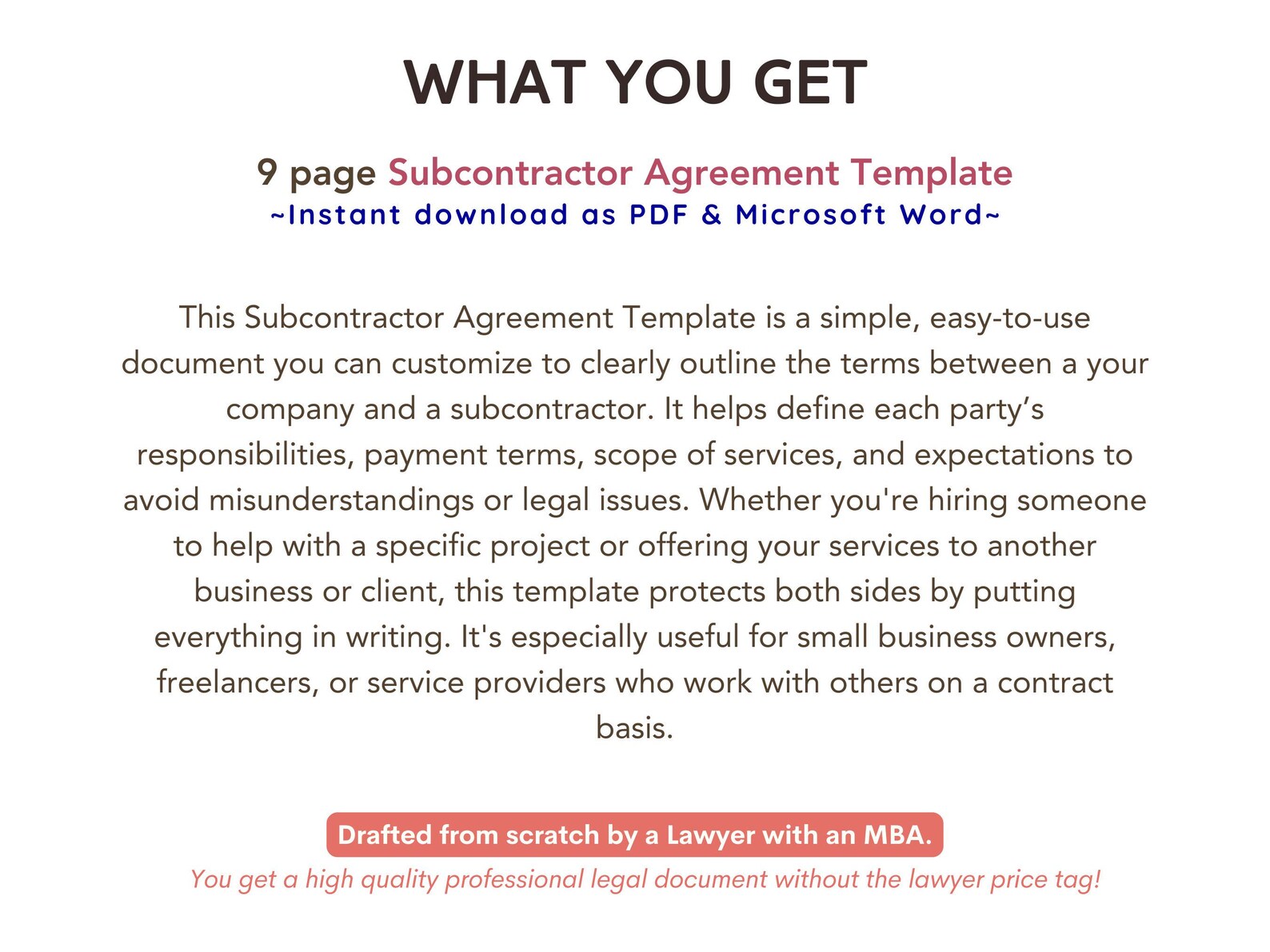 Subcontractor Agreement Independent Contractor Contract Template 1099 ...
