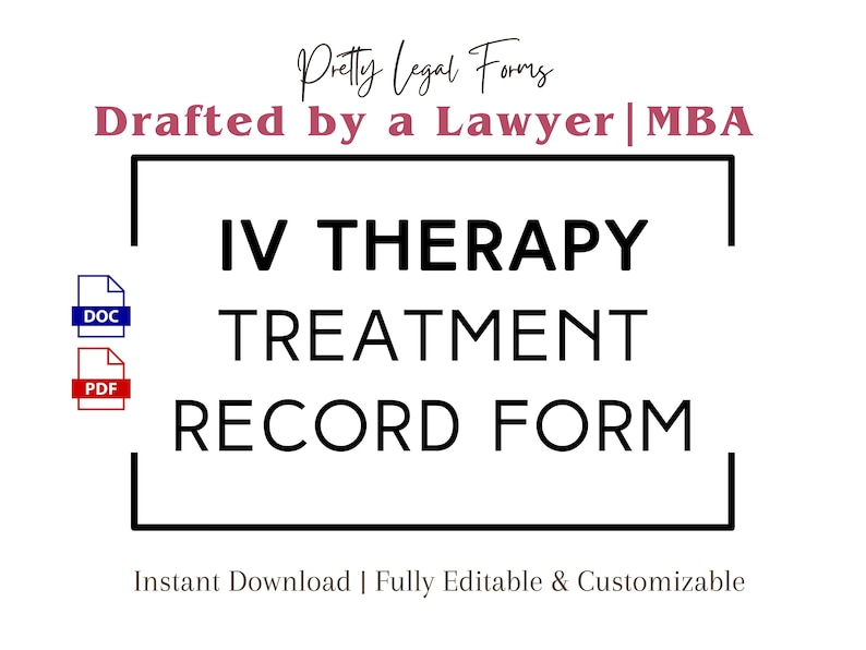 IV Therapy Treatment Record Template IV Drip Client Intake Form ...