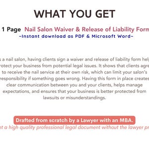 Nail Salon Waiver and Release of Liability Nail Spa Client Waiver Form ...