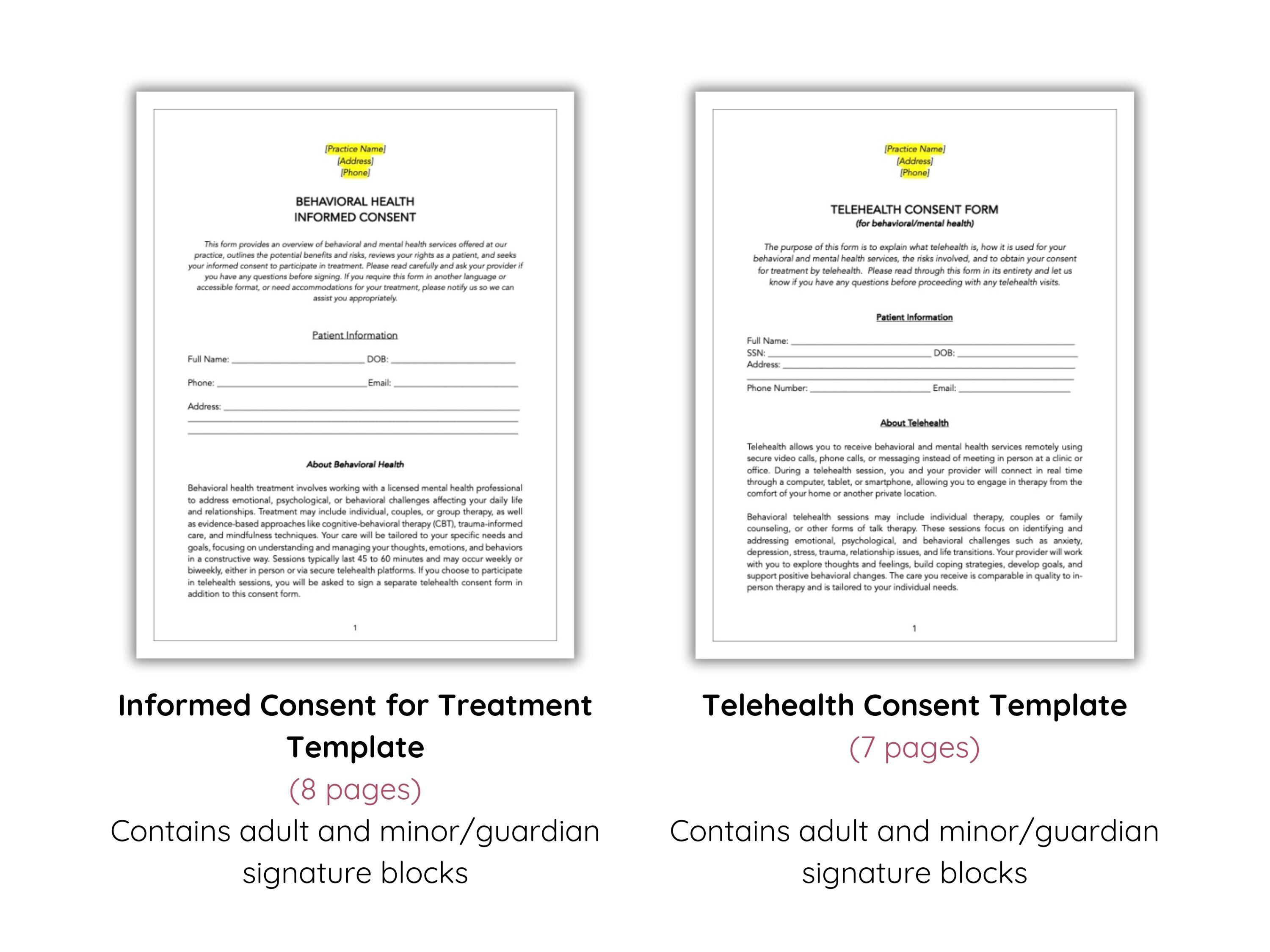 Behavioral Health Forms Bundle Mental Health Private Practice Policies ...