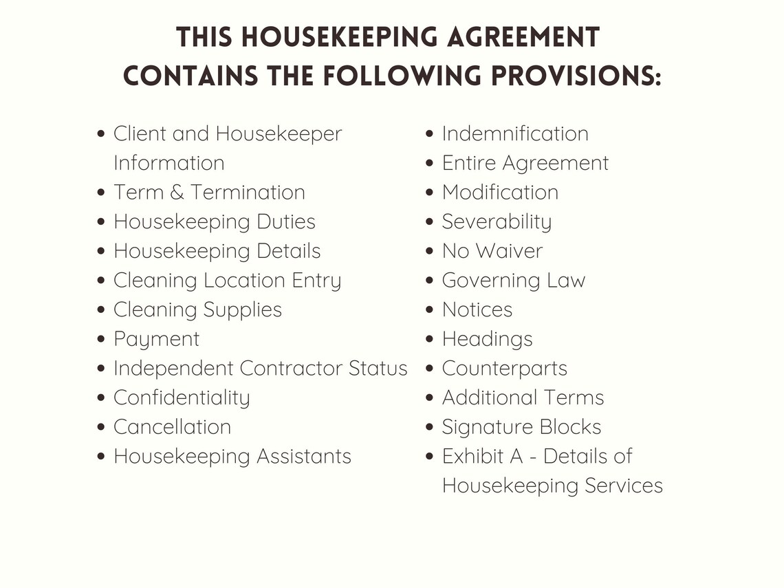 Housekeeping Contract Template | Cleaning Service Agreement ...