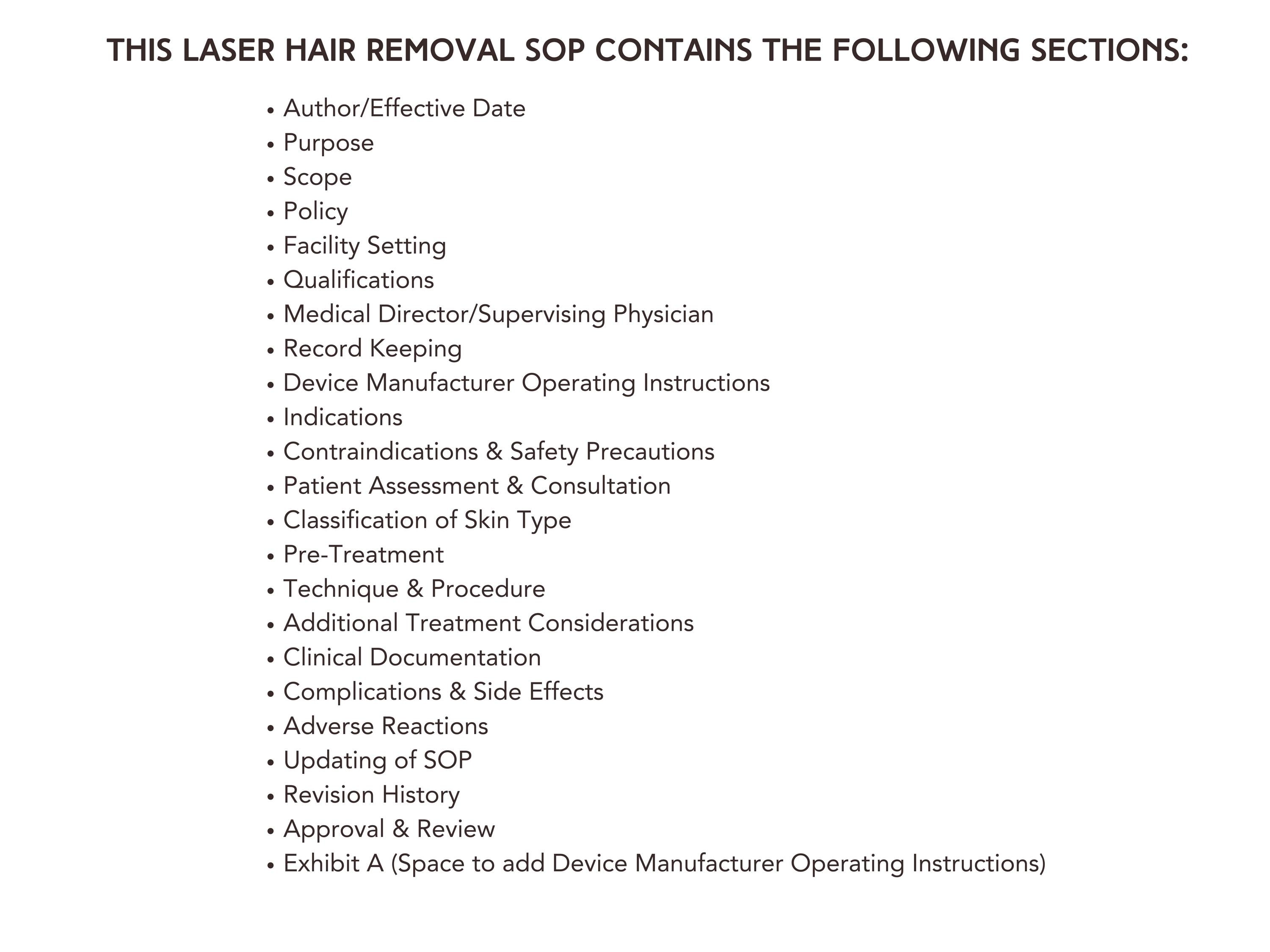 Laser Hair Removal SOP Protocol Template for Medical Spa and Cosmetic ...