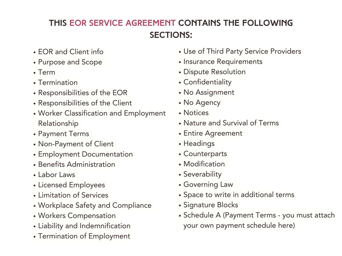 EOR Client Service Agreement Employer of Record Service Contract ...