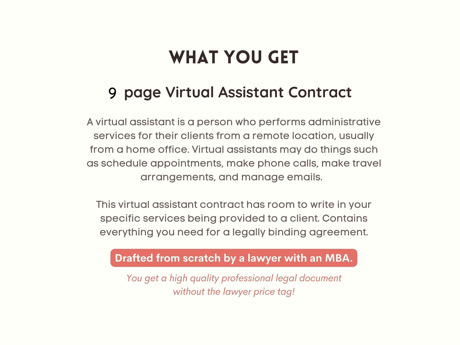 Virtual Assistant Contract 1099 Virtual Assistant Agreement VA ...