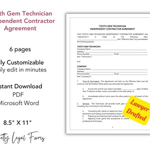 Tooth Gem Professional Independent Contractor Agreement 1099 Tooth Tech ...