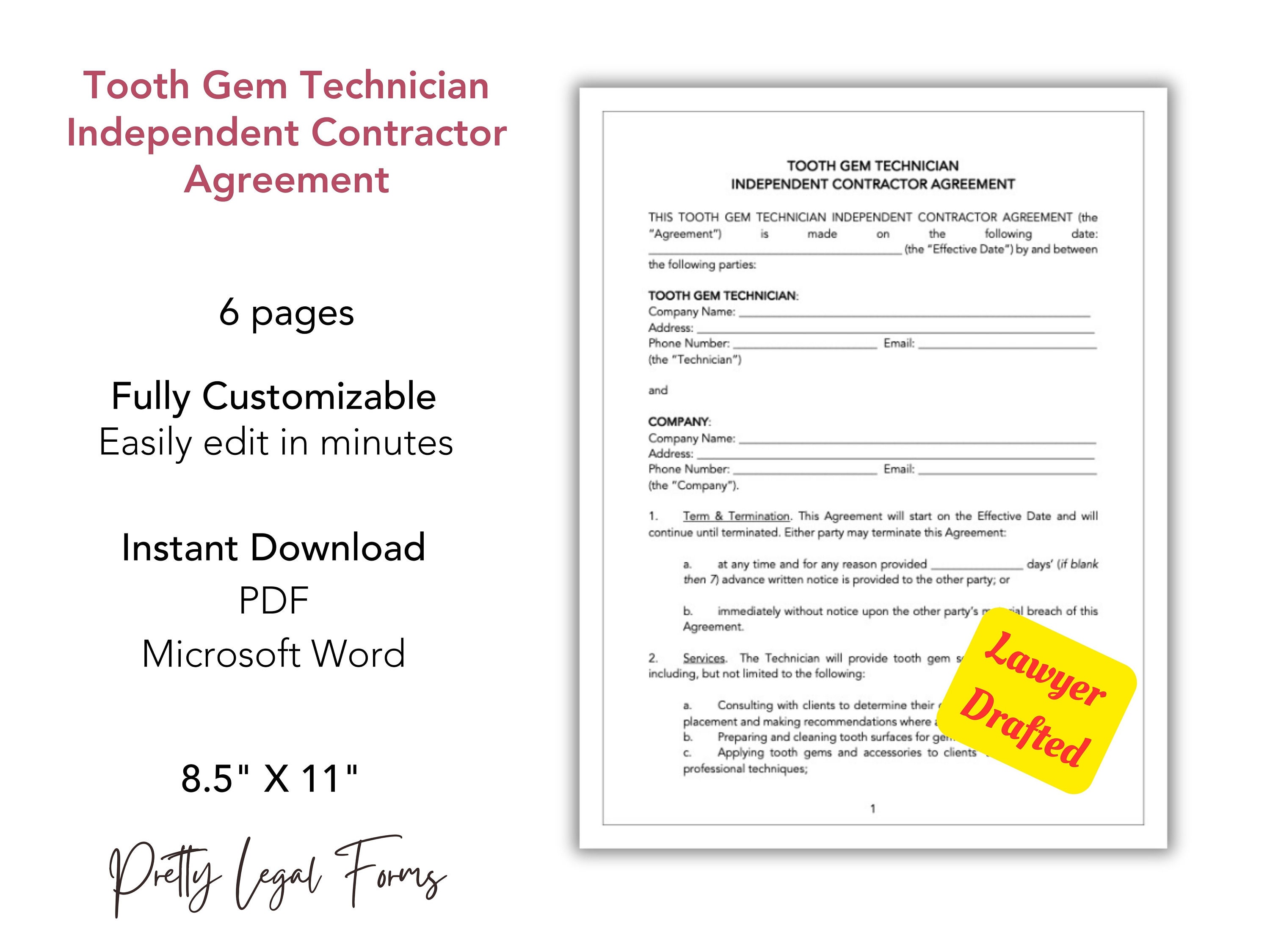 Tooth Gem Professional Independent Contractor Agreement 1099 Tooth Tech ...