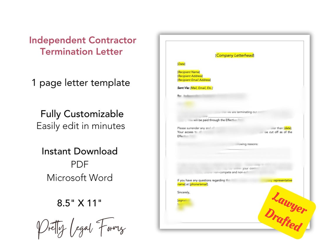 Independent Contractor Termination Letter Terminate Employment Letter ...