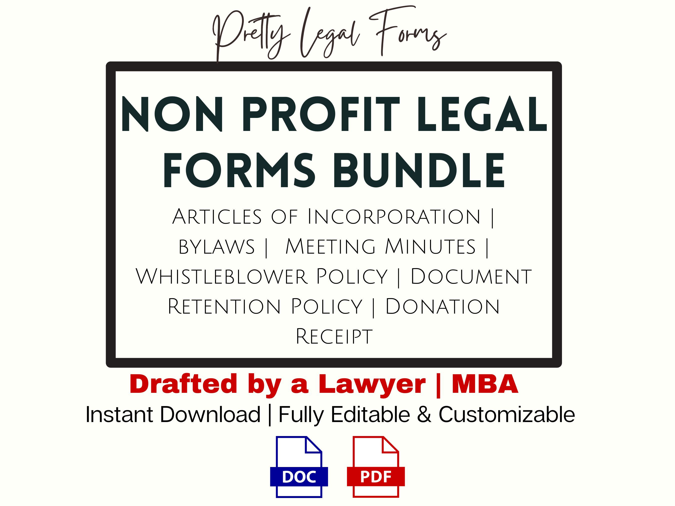 Non Profit Bundle Legal Templates for Non-profit Articles Bylaws 501c3 ...