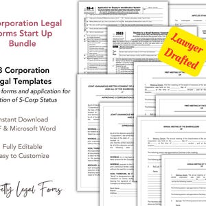 S-corp Kit S-corporation Legal Template Bundle S-corp Forms Scorp ...