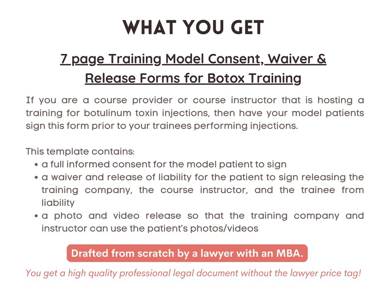 Aesthetic Training Model Informed Consent Form, Botox Model Waiver and ...
