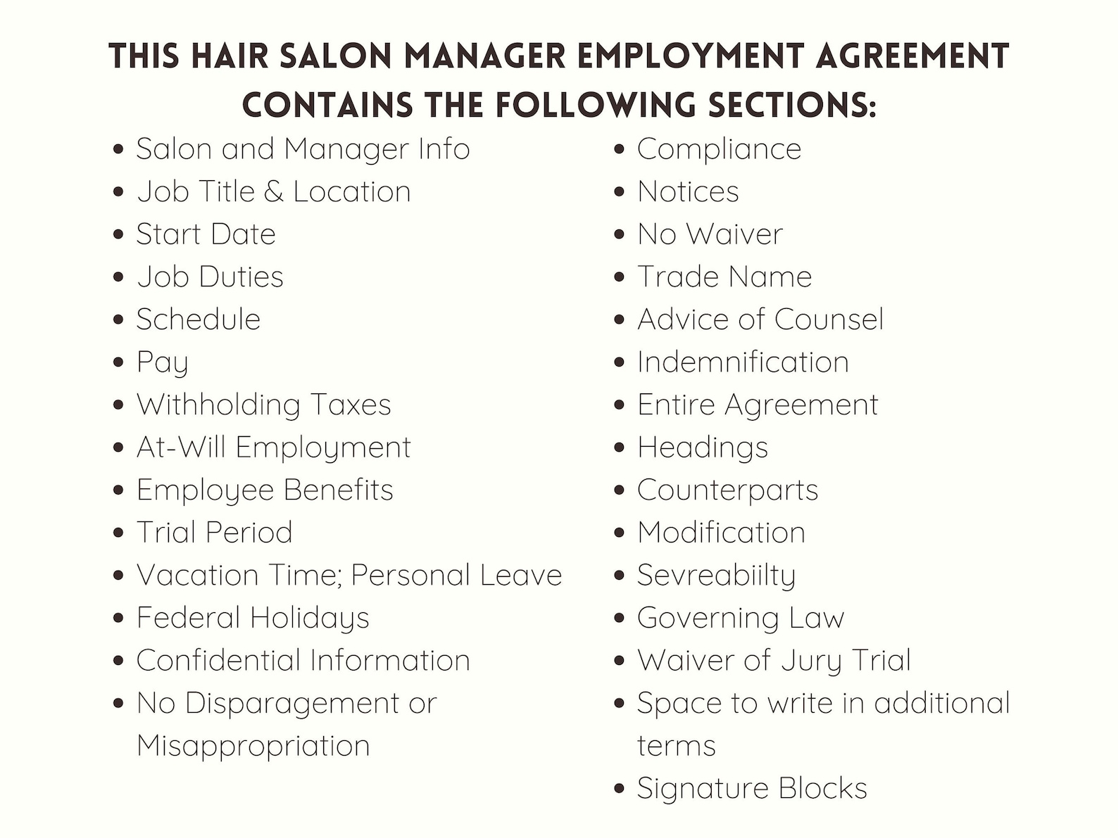 Hair Salon Manager Employment Contract Template Hair Salon Management ...