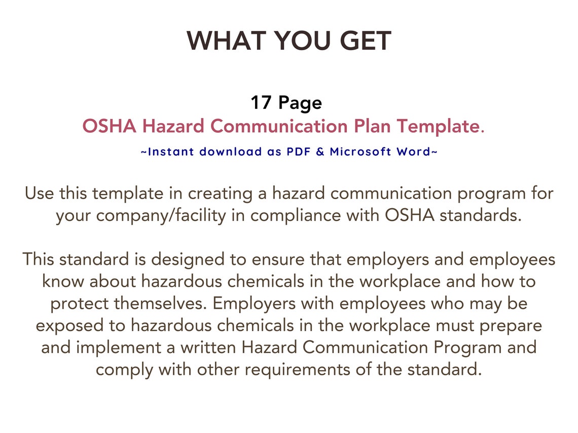 OSHA Hazard Communication Program Template Medical Spa Safety Policy ...