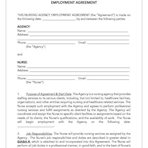 Nurse Agency Employment Agreement Nursing Agency Contract Template ...