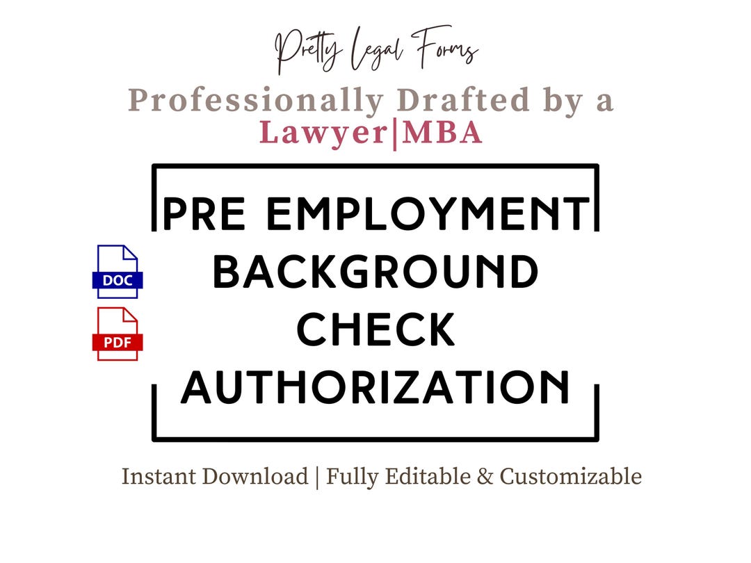Pre Employment Background Check Authorization Employee Background Check ...