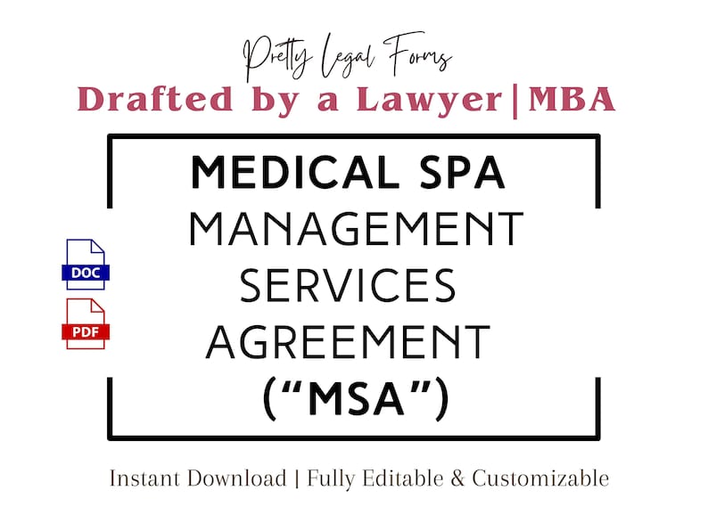Medical Spa MSA Med Spa Management Service Agreement Contract Template ...