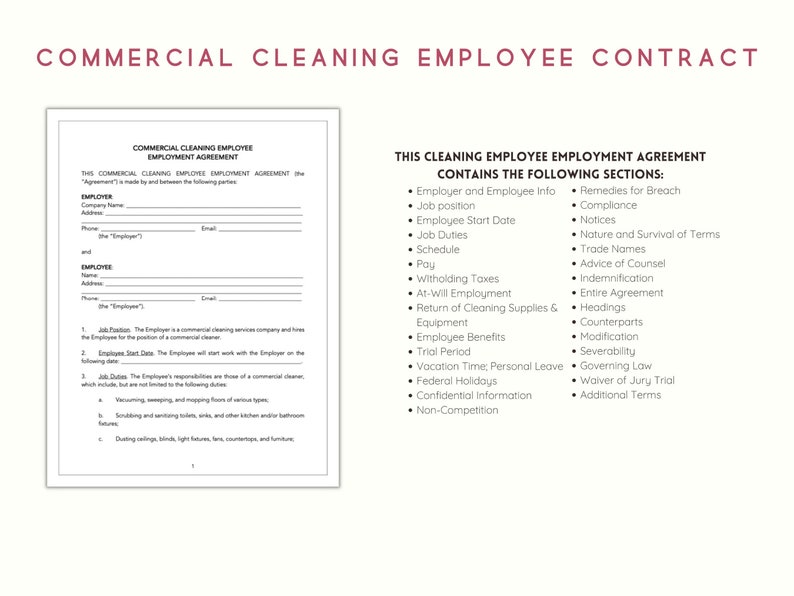 Commercial Cleaning Legal Bundle, Cleaning Service Agreement Cleaning ...