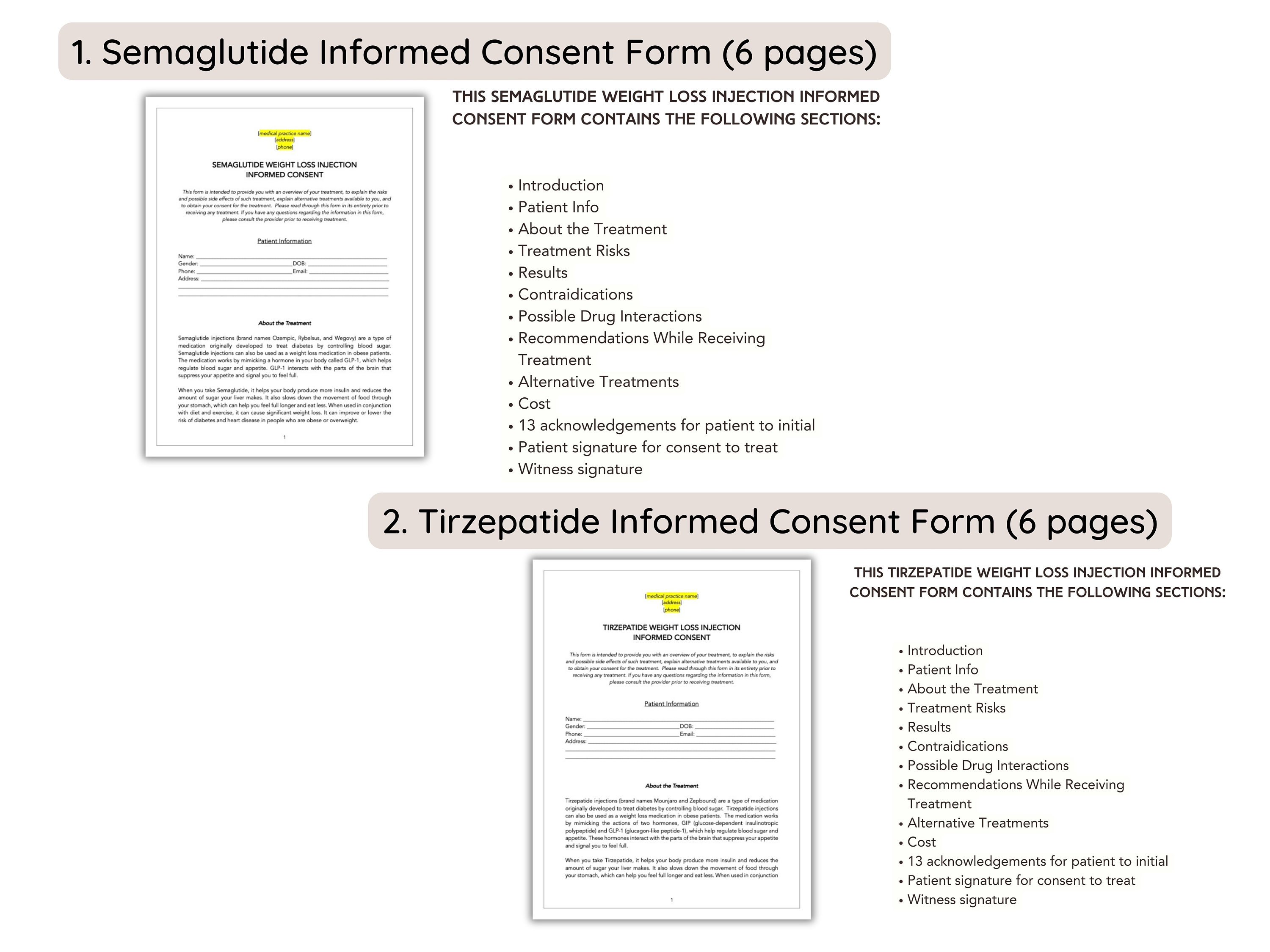 Weight Loss Injections Forms Bundle Semaglutide Templates Fat Loss ...