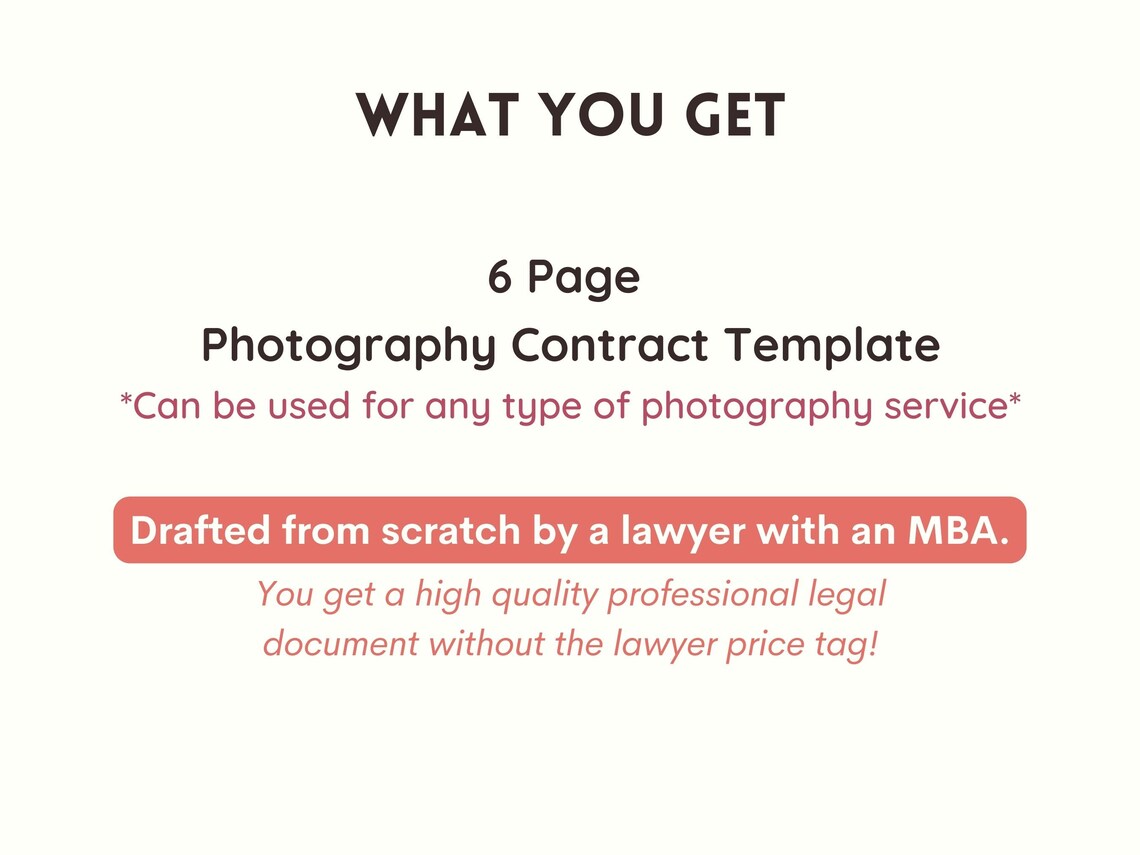 Photography Contract Template, Photography Agreement, Photographer ...