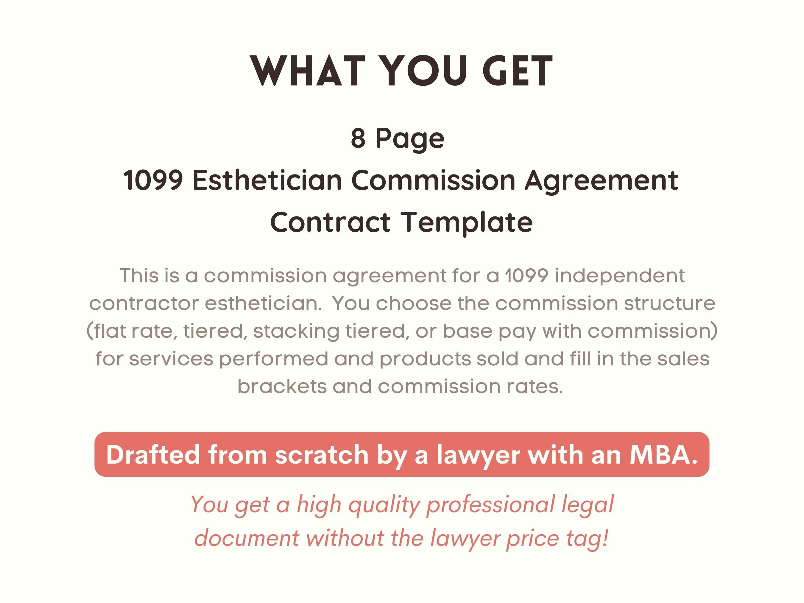 1099 Esthetician Commission Contract Independent Contractor Esthetician ...