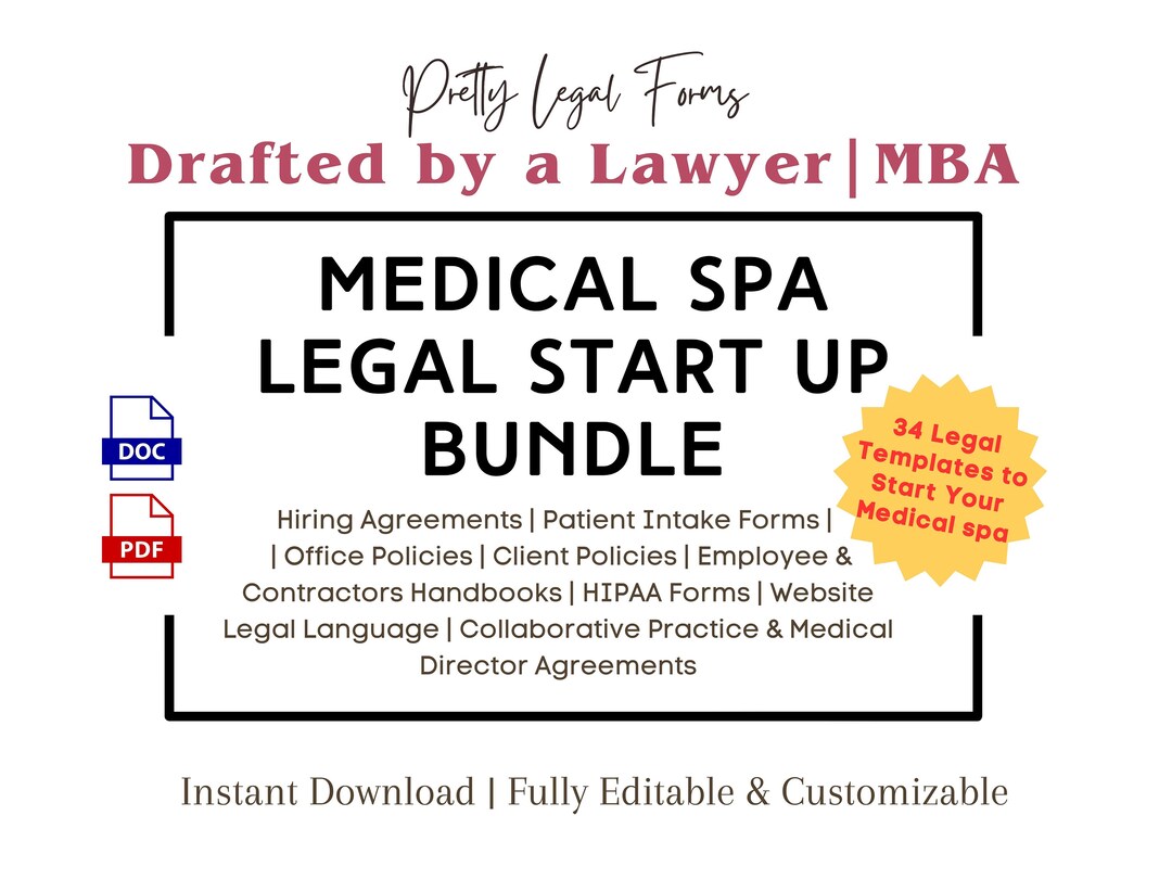 Medical Spa Forms Startup Bundle Med Spa Template Medical Spa Hiring ...