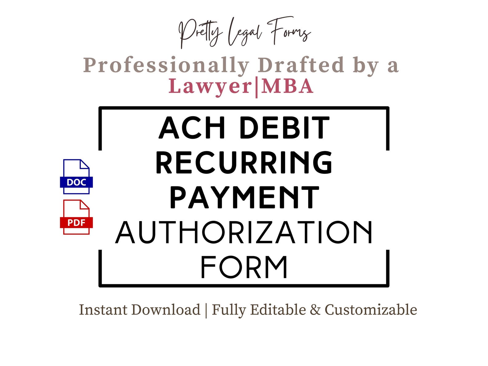 ACH Debit Authorization Form Recurring Payments Automatic Payment Form ...