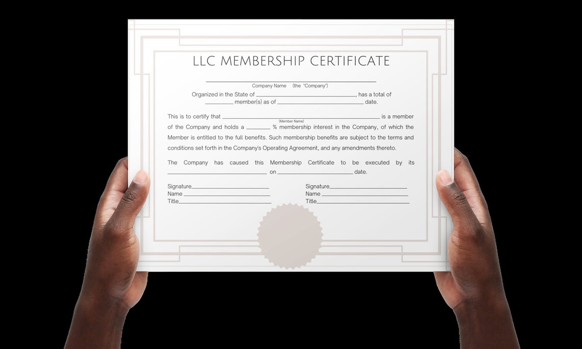 LLC Membership Certificate Canva Template, LLC Share Certificate ...