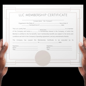 LLC Membership Certificate Canva Template, LLC Share Certificate ...