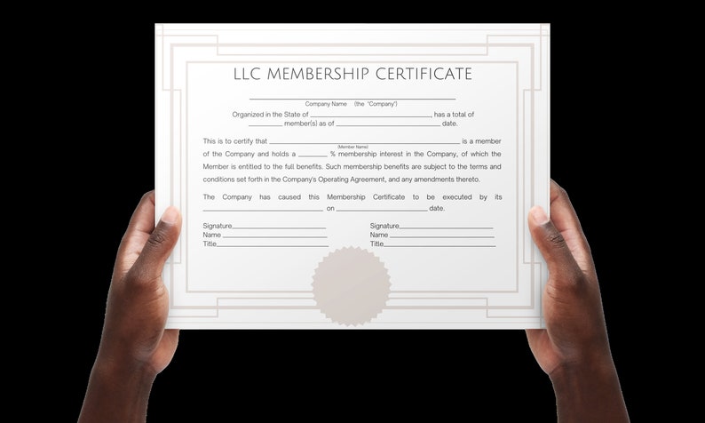 LLC Membership Certificate Canva Template, LLC Share Certificate ...