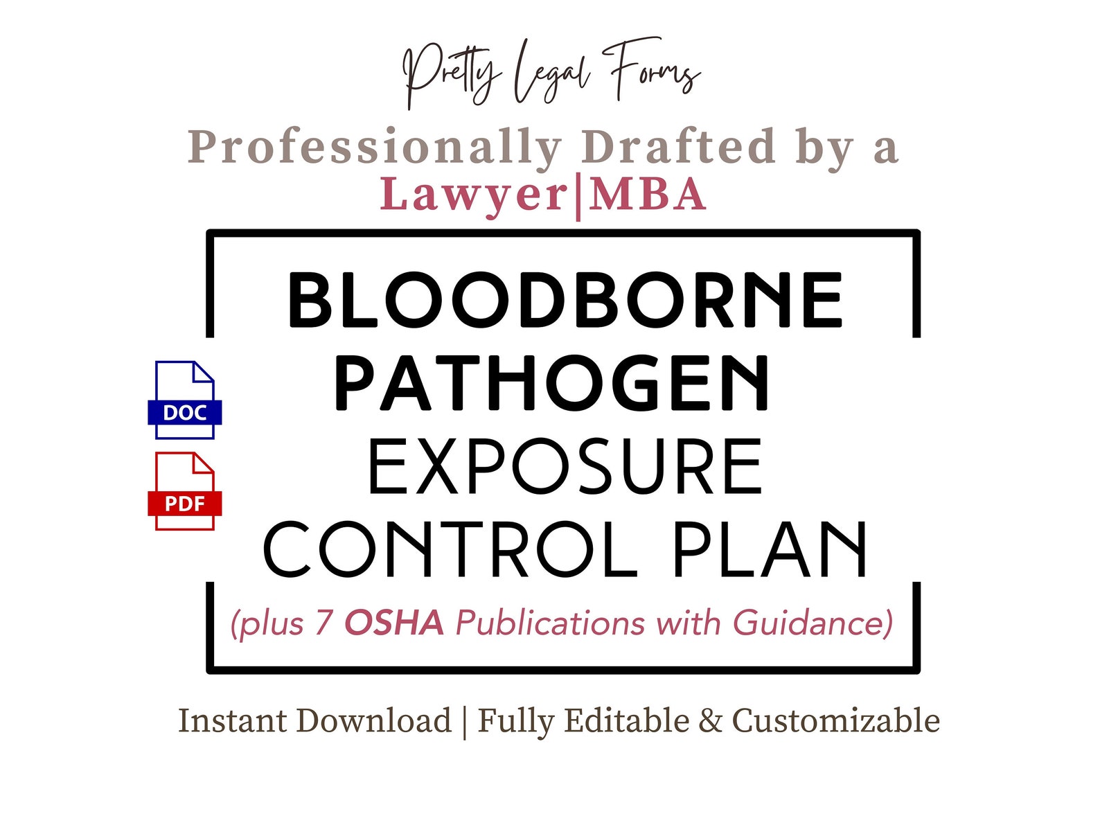 Bloodborne Pathogen Exposure Control Plan OSHA Compliance Medical Spa ...