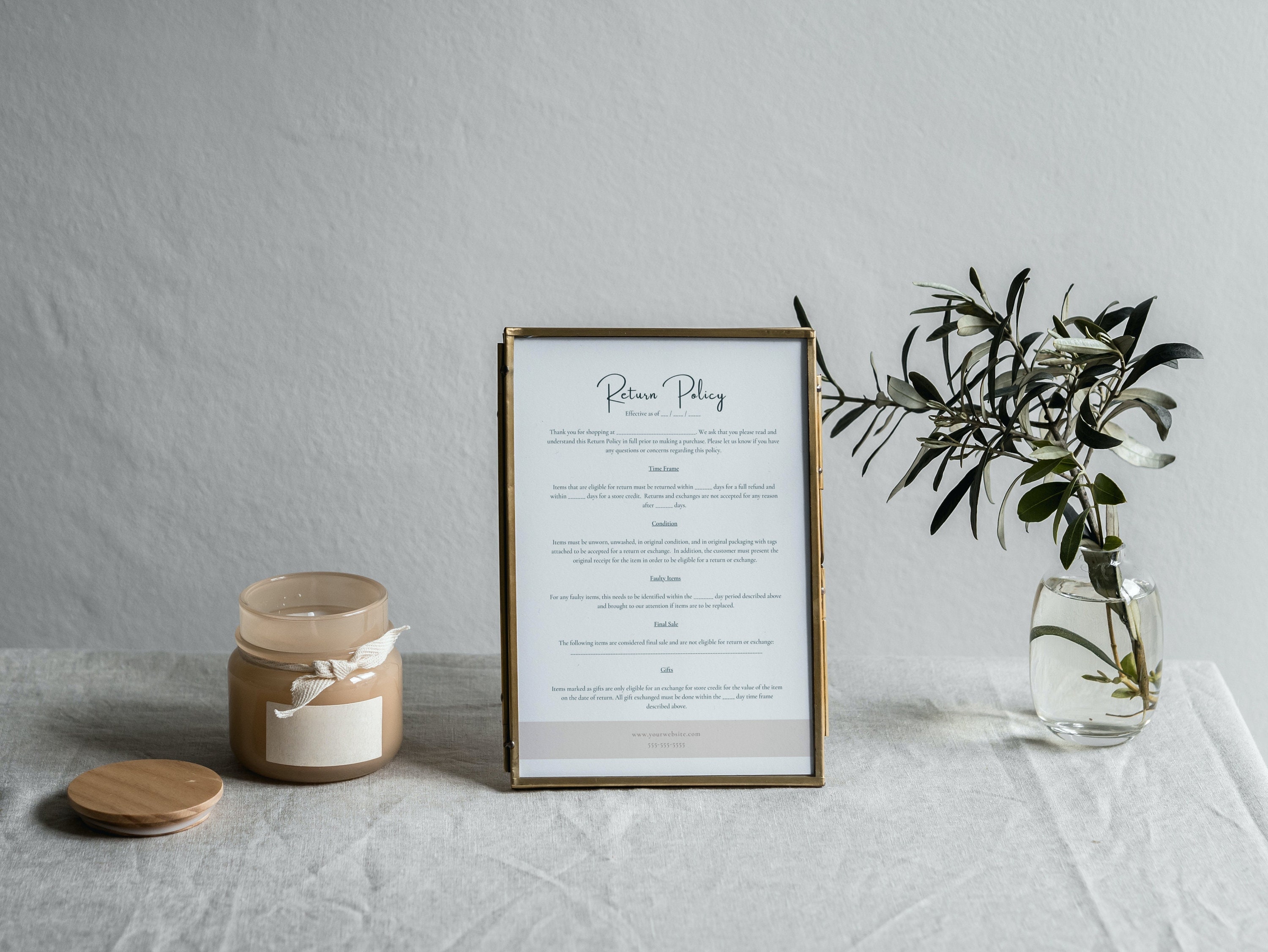 Return Policy Shop Sign CANVA Template, Boutique Return Policy Sign ...