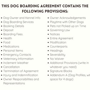 Dog Boarding Contract Template, Dog Boarding Service Agreement, Dog ...