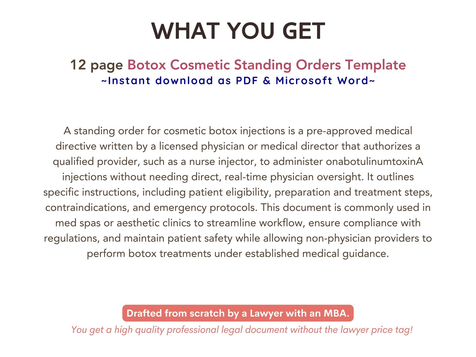 Botox Standing Order Template Botox Injections Protocol Medical Spa SOP ...