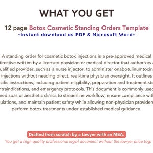 Botox Standing Order Template Botox Injections Protocol Medical Spa SOP ...