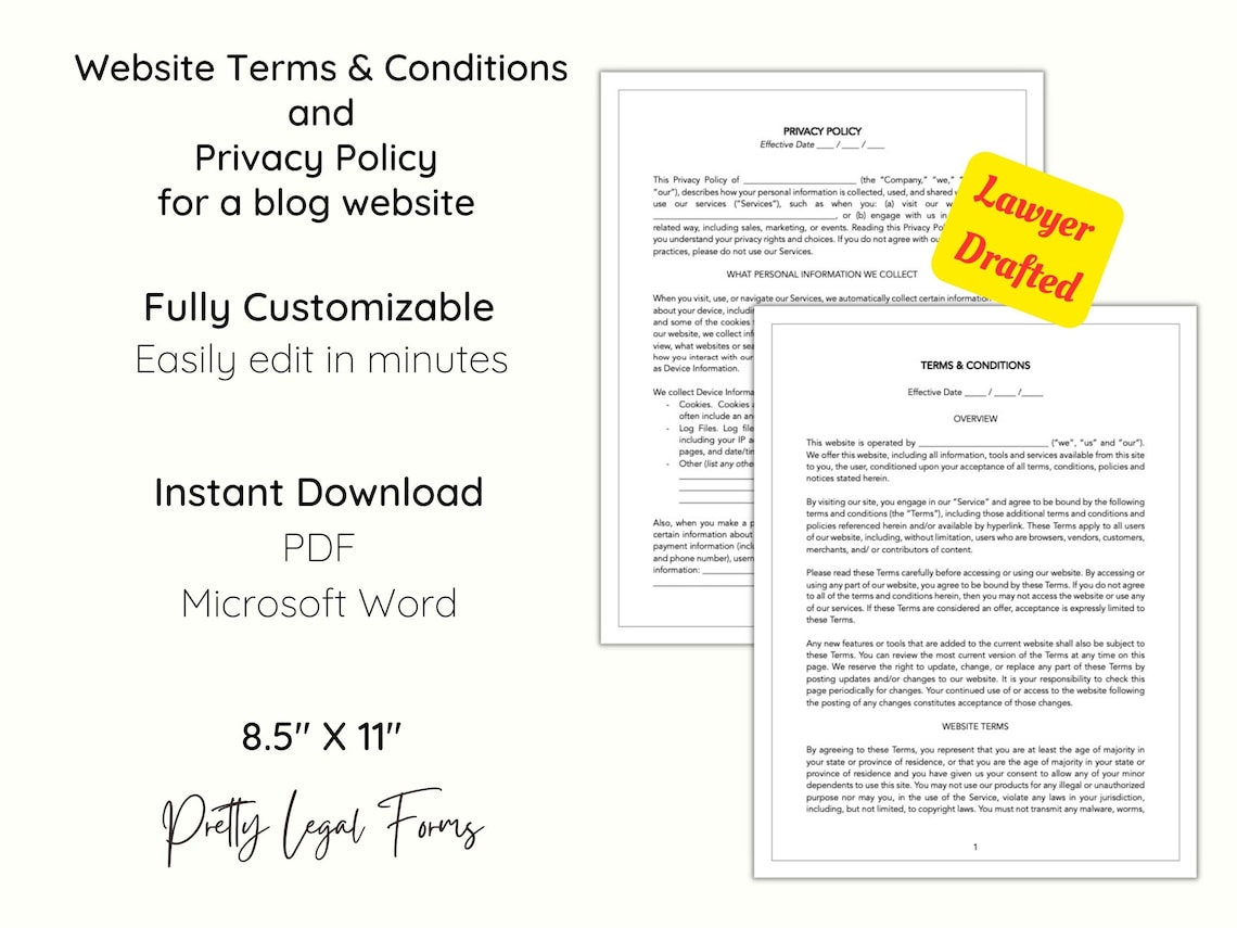 Blog Terms and Conditions Online Privacy Policy Template, Blogger ...