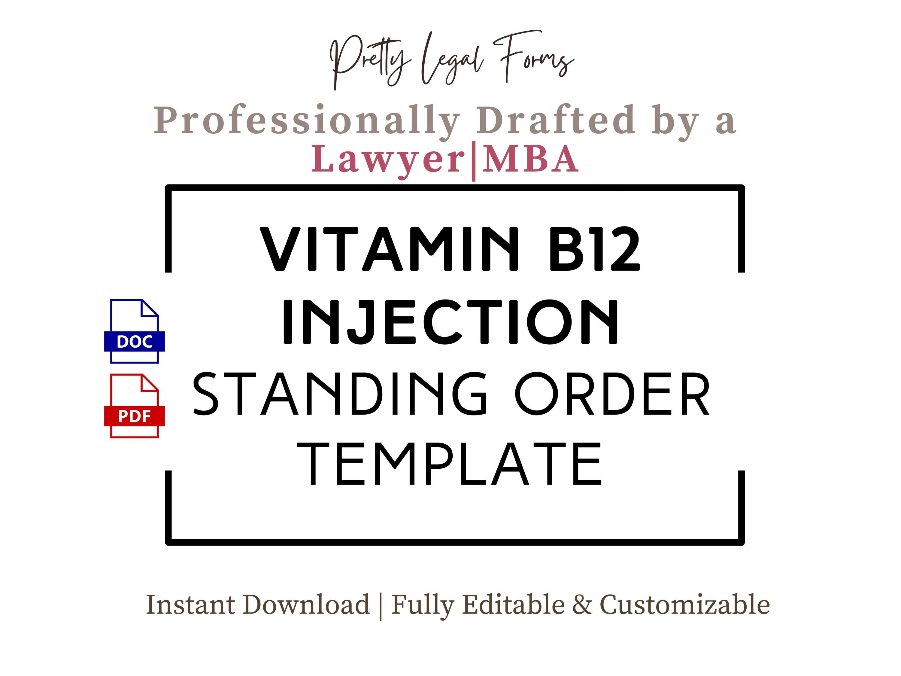 Vitamin B12 Injection Standing Order Template B12 Shots Protocol IV ...