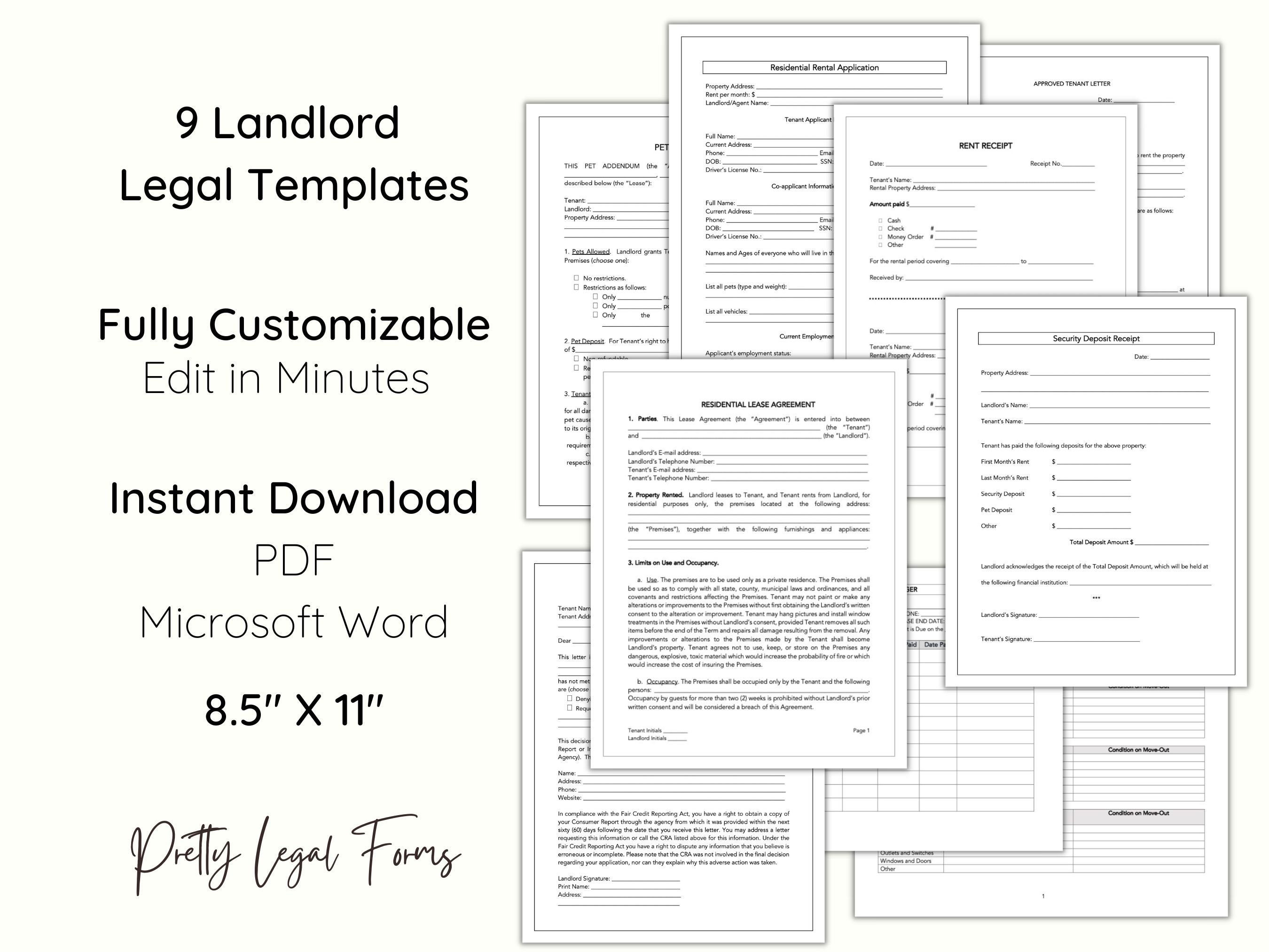 Landlord Lease Forms Bundle | Residential Landlord Forms and Legal ...