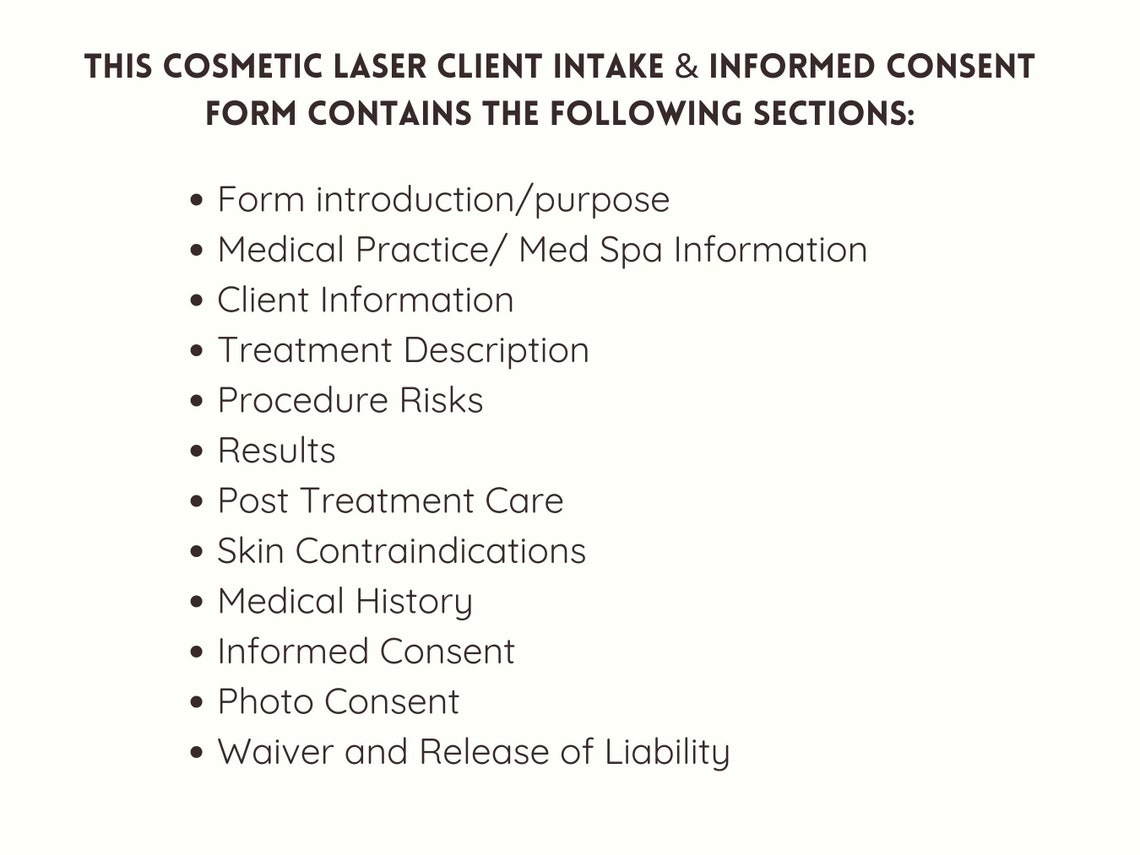 Laser Consent Form Cosmetic Laser Client Intake Form Laser Tech ...