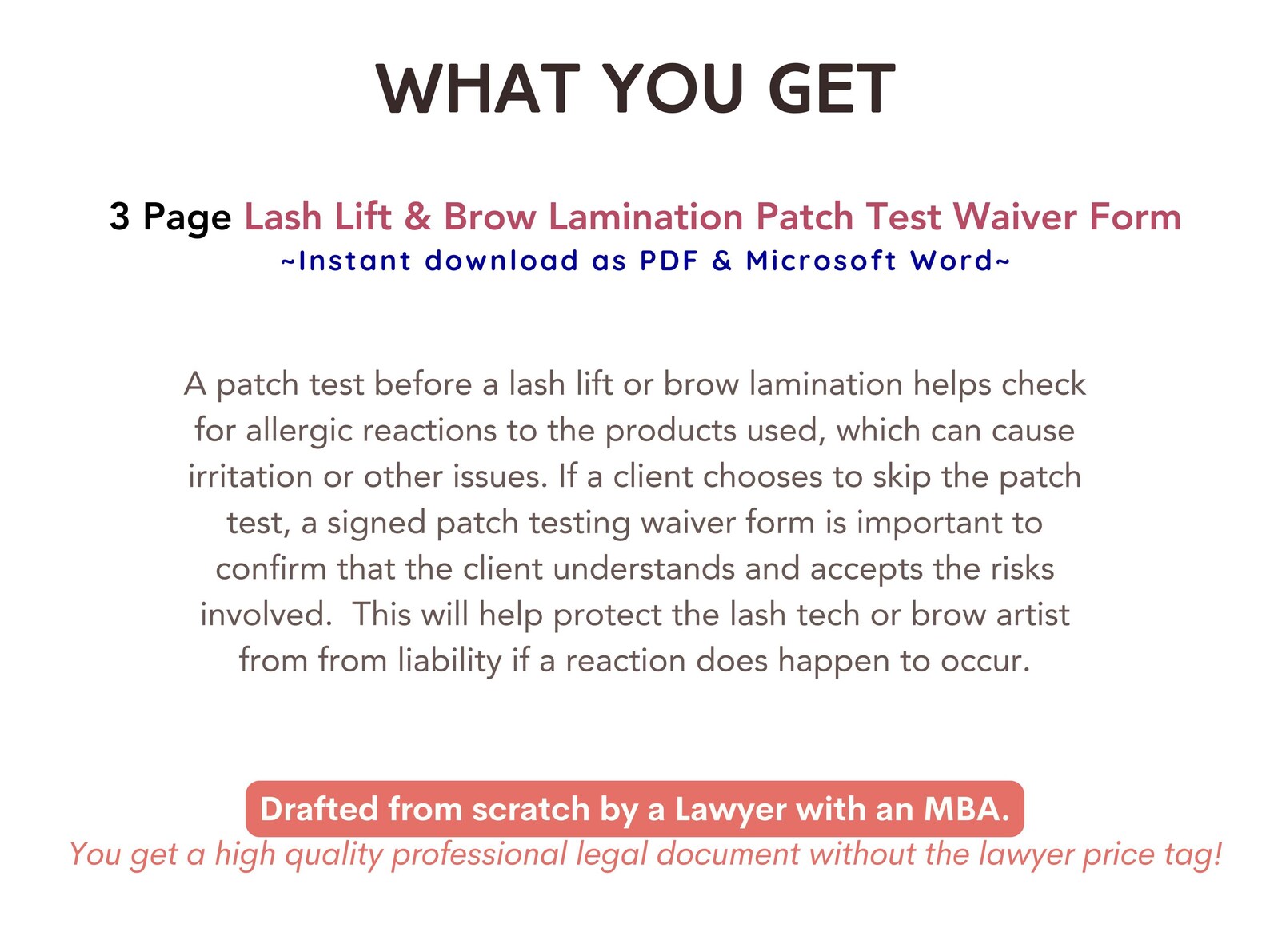 Lash Patch Test Waiver Form Brow Lamination Patch Testing Form Eyelash ...