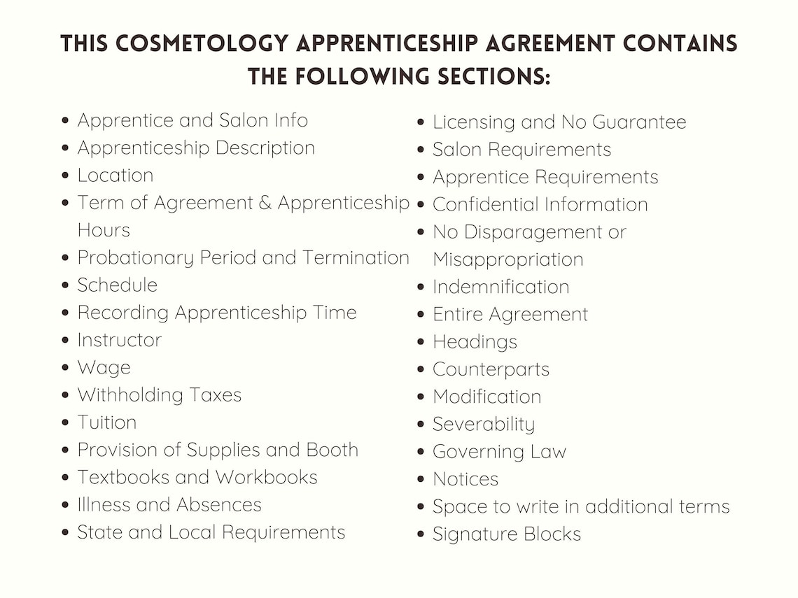 Cosmetology Apprentice Agreement, Cosmetologist Apprenticeship ...