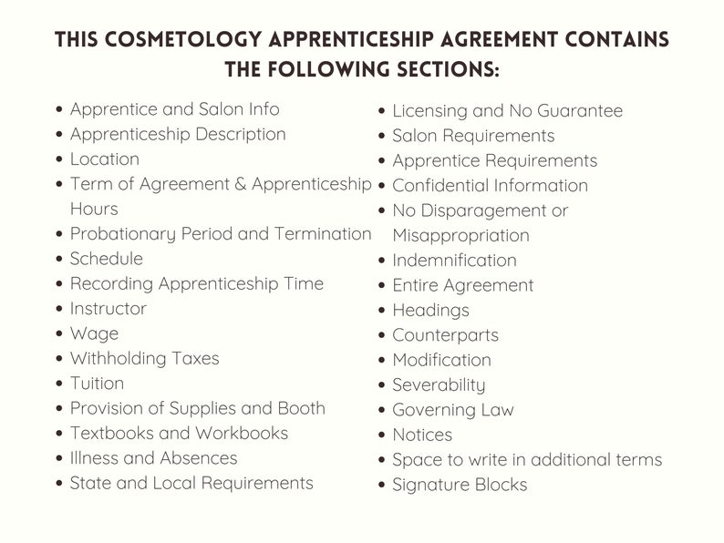 Cosmetology Apprentice Agreement, Cosmetologist Apprenticeship ...