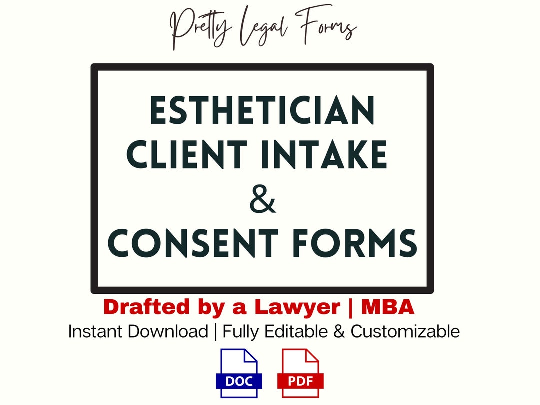 Esthetician Consent Form Esthetician Intake Form Aesthetician Treatment ...
