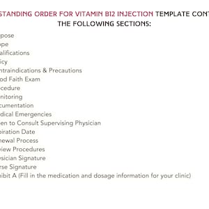 Vitamin B12 Injection Standing Order Template B12 Shots Protocol IV ...