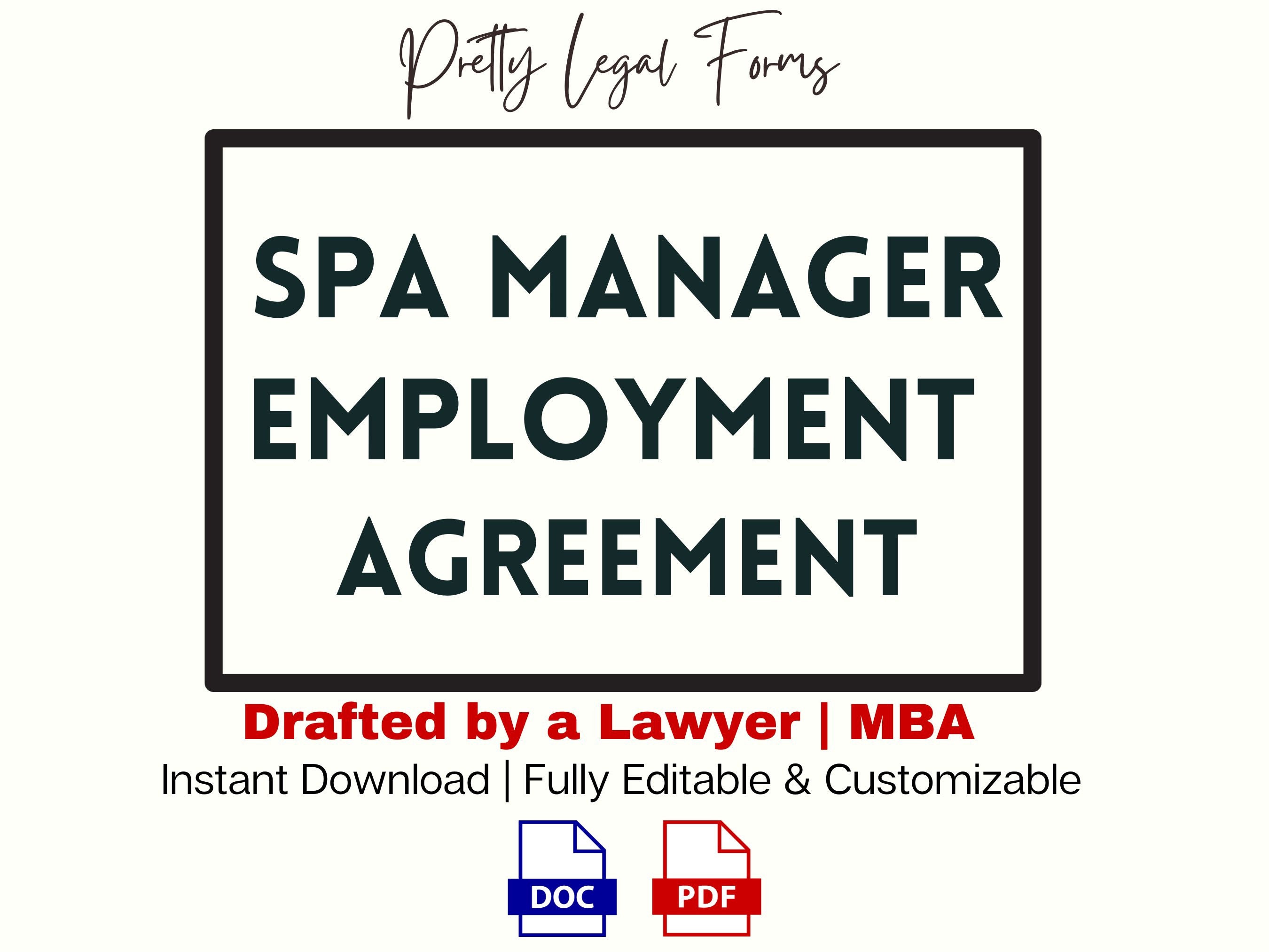 Spa Manager Contract Spa Management Agreement Spa Hiring Forms Spa W2 ...
