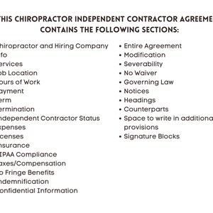 Chiropractor Independent Contractor Agreement, 1099 Chiropractor ...