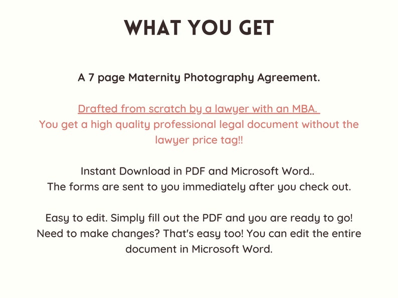 Maternity Photography Contract Template Pregnancy Photographer ...