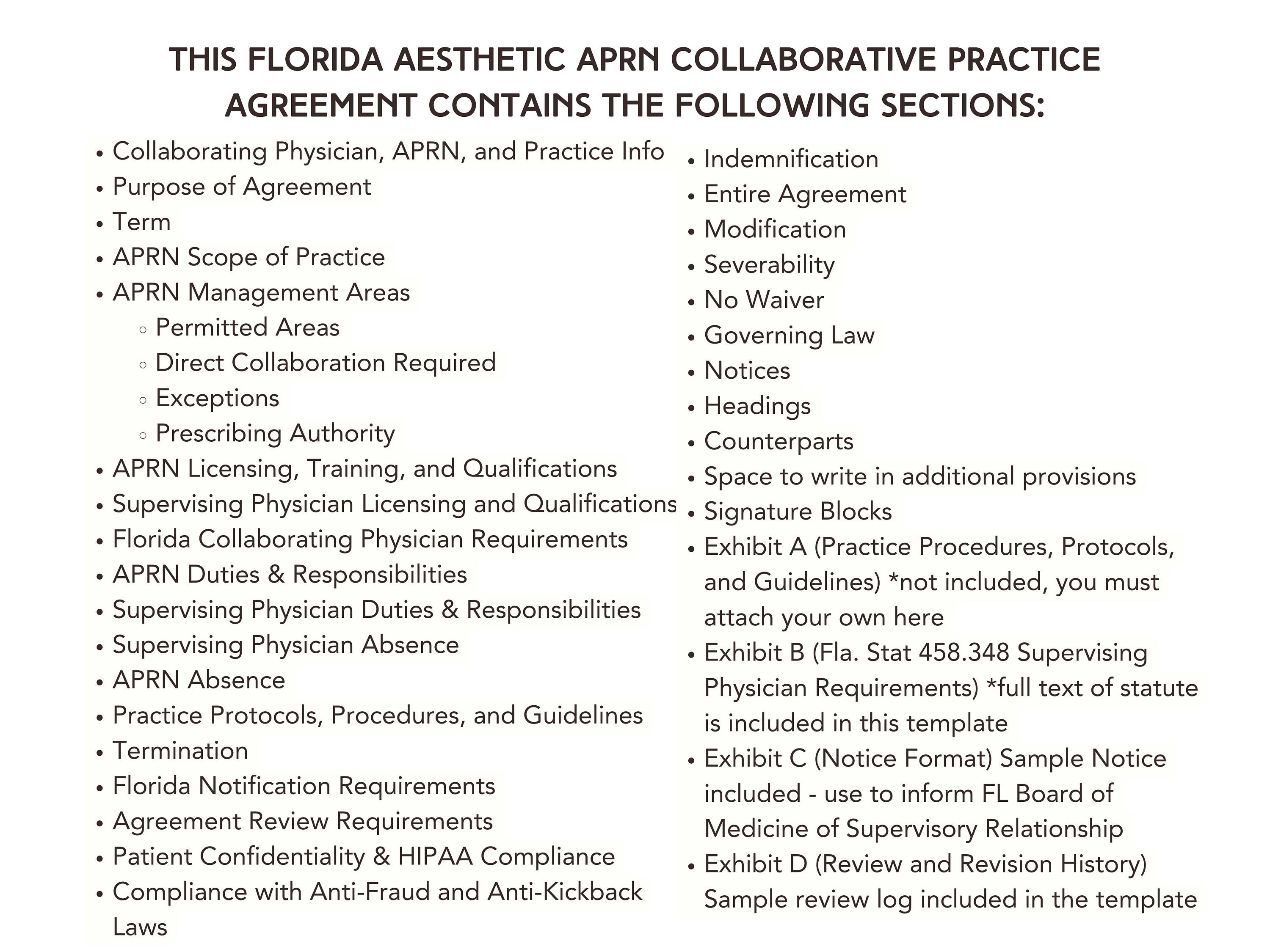 Florida APRN Collaborative Practice Agreement, FL Collaborative Protocol Aesthetic Nurse ...