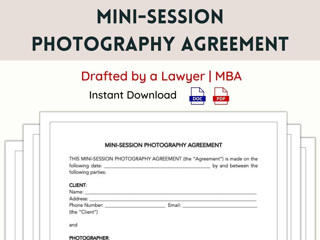 Mini Session Photography Contract Template | Mini-session Agreement ...