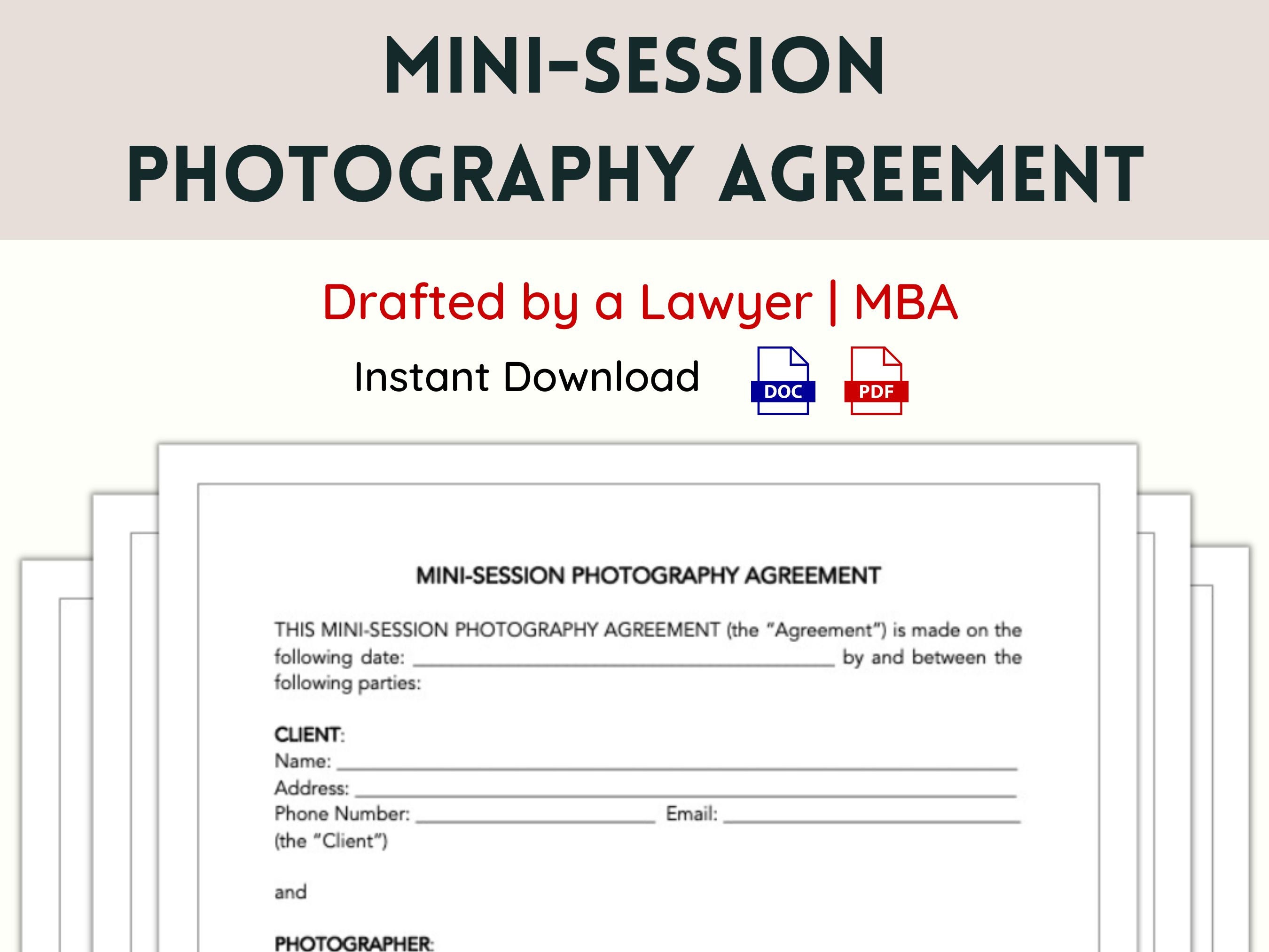 Mini Session Photography Contract Template | Mini-session Agreement ...