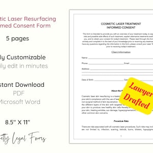Cosmetic Laser Consent Form, Laser Resurfacing Informed Consent, Laser Technician Client Intake ...